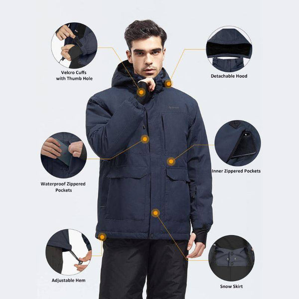 Home TRACK Men's Warm Waterproof Snow Ski Jacket