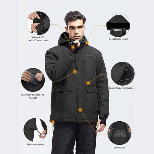 Home TRACK Men's Warm Waterproof Snow Ski Jacket